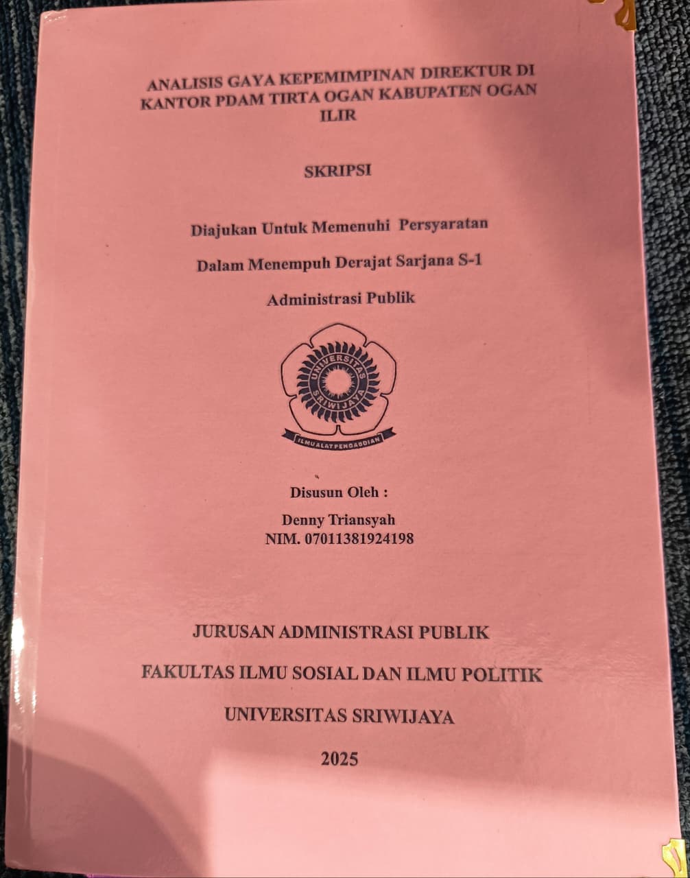 ANALISIS GAYA KEPEMIMPINAN DIREKTUR DI KANTOR PDAM TIRTA OGAN KABUPATEN ...