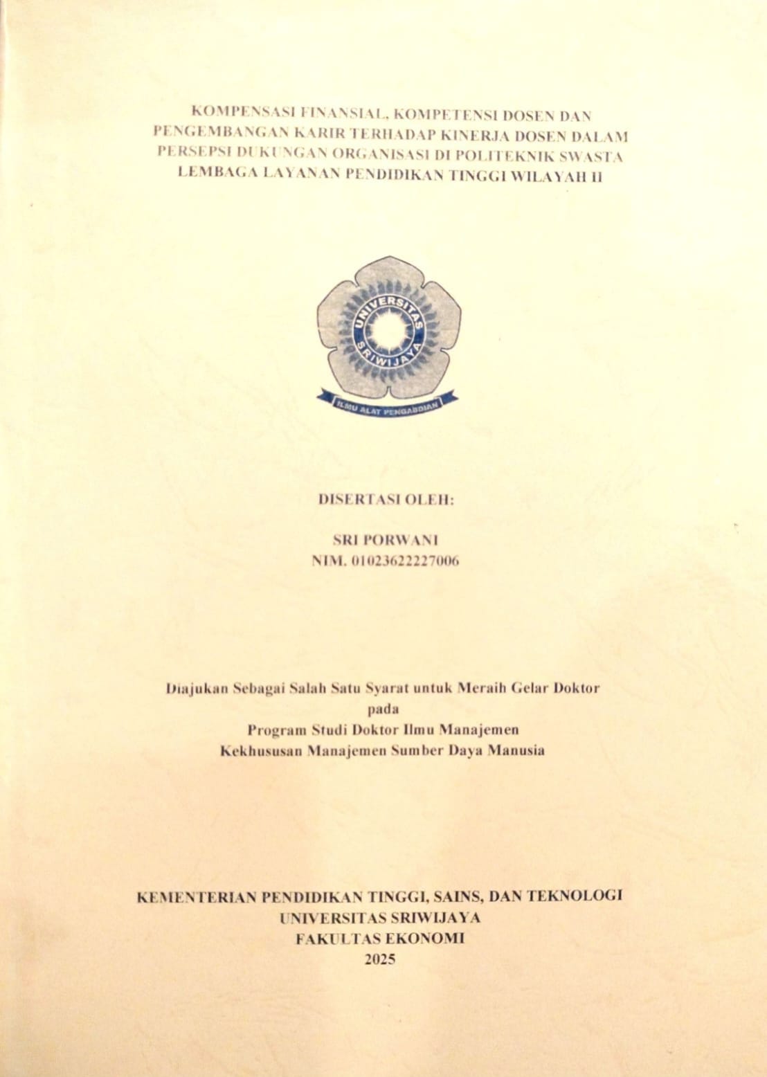 KOMPENSASI FINANSIAL, KOMPETENSI DOSEN DAN PENGEMBANGAN KARIR TERHADAP ...