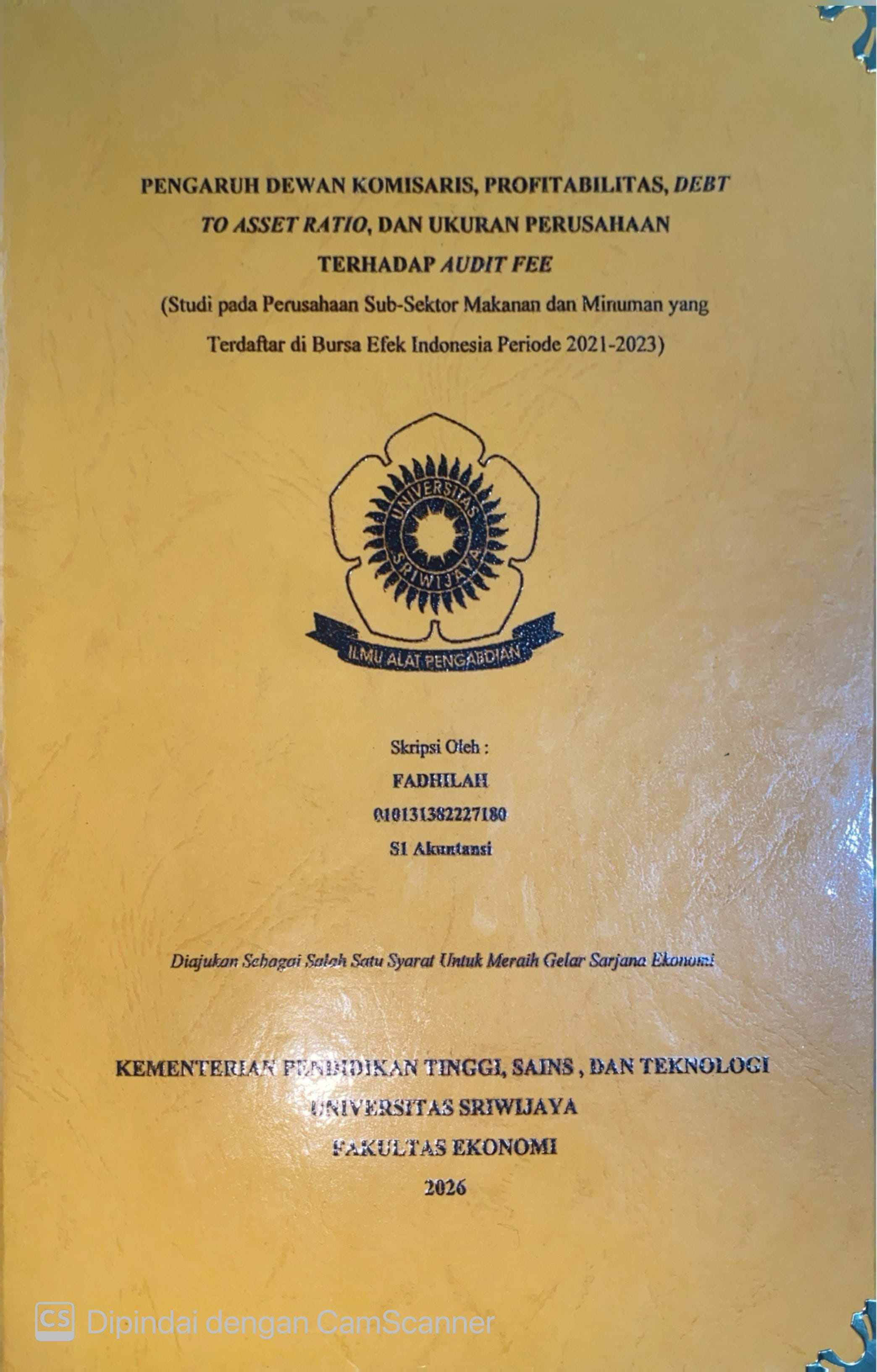 PENGARUH DEWAN KOMISARIS, PROFITABILITAS, DEBT TO ASSET RATIO, DAN ...